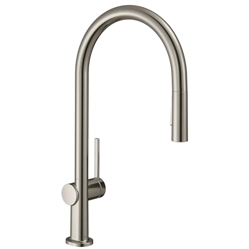 hansgrohe Talis N Stainless Steel High Arc Kitchen Faucet, Kitchen Faucets with Pull Down Sprayer, Faucet for Kitchen Sink, Magnetic Docking Spray Head, Stainless Steel Optic 72800801