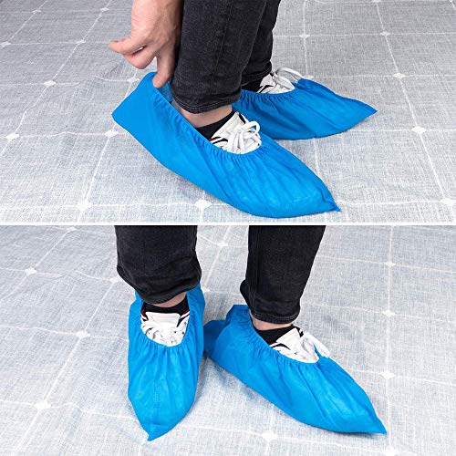 100pcs (50 Pairs) Non-woven Fabric Disposable Shoes Covers Elastic Band Breathable Dustproof Anti-slip Shoe Covers(Blue)