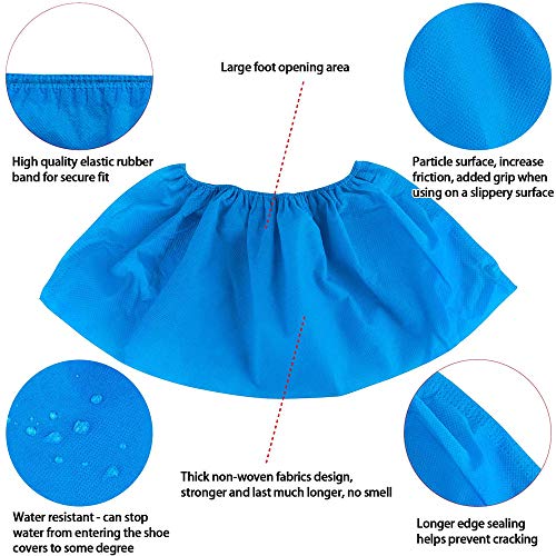 100pcs (50 Pairs) Non-woven Fabric Disposable Shoes Covers Elastic Band Breathable Dustproof Anti-slip Shoe Covers(Blue)