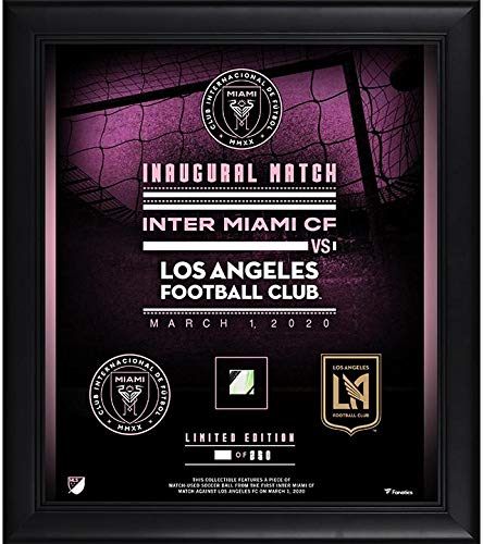 Inter Miami CF Inaugural Game vs LA Galaxy Framed 15" x 17" Collage with a Piece of Match-Used Soccer Ball - Limited Edition of 250 - Soccer Plaques and Collages