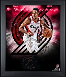 c.j. mccollum portland trail blazers framed autographed 20" x 24" in-focus photograph with "rip city" inscription - autographed nba photos