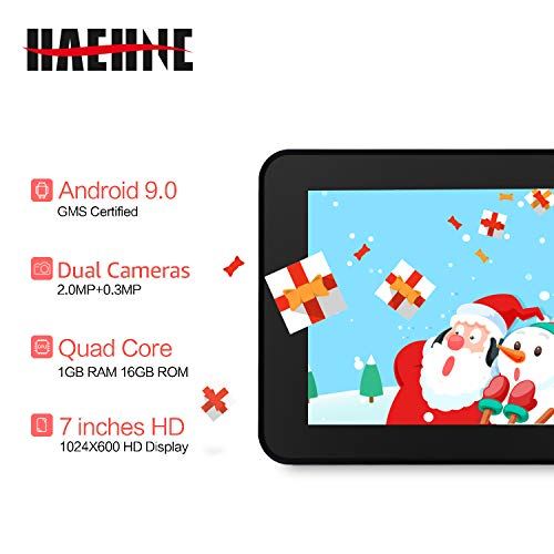 Haehne 7 inch Tablet, Android 9.0 Pie, 1G RAM 16GB Storage, Quad Core Processor, 7" IPS Display, Dual Camera, FM, WiFi Only, Bluetooth, Pink