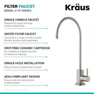 Kraus FF-100SFS Purita 100% Lead-Free Kitchen Water Filter Faucet, Spot Free Stainless Steel, 12 Inch