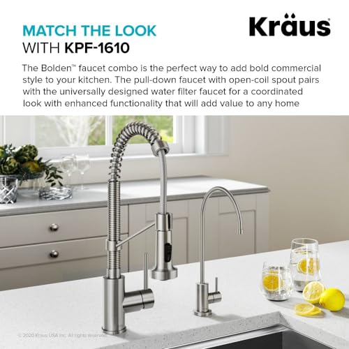 Kraus FF-100SFS Purita 100% Lead-Free Kitchen Water Filter Faucet, Spot Free Stainless Steel, 12 Inch