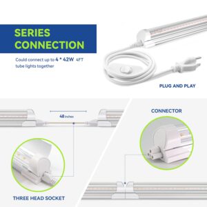 Monios-L Led Grow Lights for Indoor Plants Full Spectrum,T8 4FT 252W(6x42W) High Output Growing Strips for Seedlings,Sunlight Replacement with Reflectors, 6-Pack