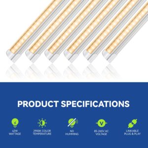 Monios-L Led Grow Lights for Indoor Plants Full Spectrum,T8 4FT 252W(6x42W) High Output Growing Strips for Seedlings,Sunlight Replacement with Reflectors, 6-Pack