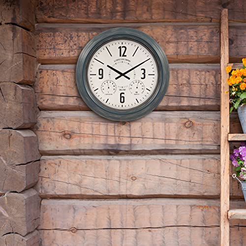 La Crosse Clock 433-3838 18.4" Hamilton Indoor/Outdoor Metal Analog Quartz Clock