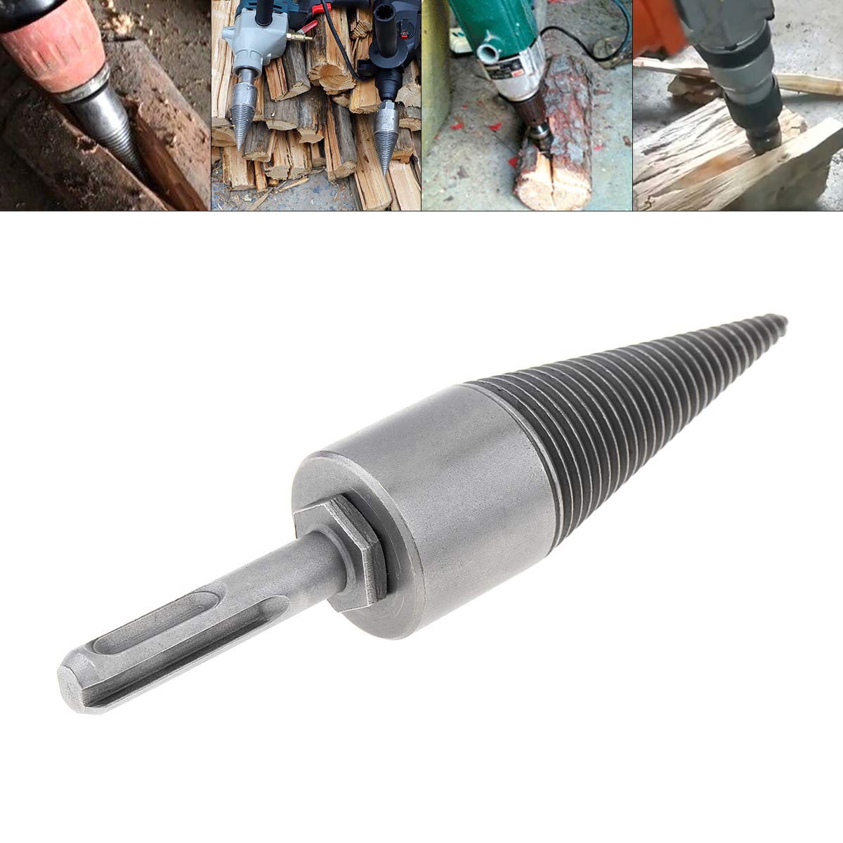 ChgImposs 30MM/1.18Inch Steel Speedy Firewood Drill Bit, Wood Splitter Screw Cone Heavy Duty Splitting Cone Driver Portable Wood Cut Tool for Hand Drill Stick Copper(Round Handle)