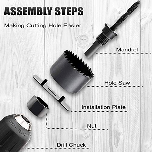 PETUOL Hole Saw Set, 22PCS Hole Saw Kit with 3/4" to 5" (19mm-127mm) 13Pcs Saw Blades, Mandrels, Installation Plate, Drill Bits, Hex Key with Storage Box, Ideal for Soft Wood, Plywood, Drywall, PVC