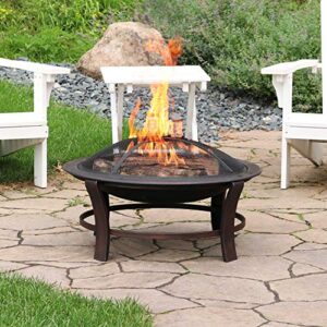 Sunnydaze 29-Inch Elevated Wood-Burning Fire Pit Bowl with Stand - Includes Spark Screen, Wood Grate, and Poker