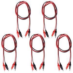 qxuji 5 groups 1m test leads set with alligator clips,red and black alligator clips, clips electrical, double-ended jumper wires