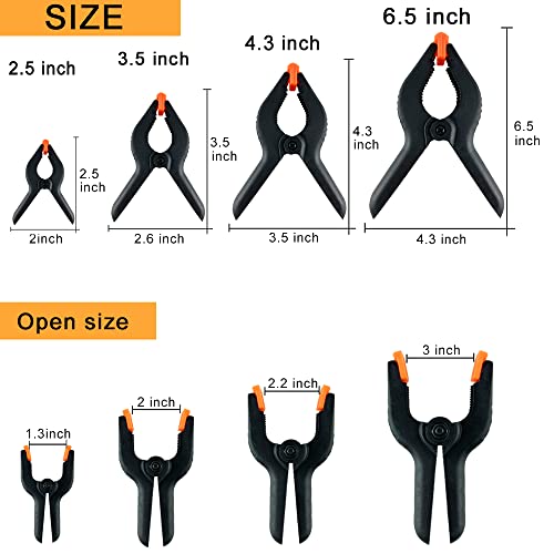 WAENLIR 6 Piece 6.5 inch Nylon Spring Clamp Set Plastics Clips for backdrop, Wood Working, Photography, Craft, Art DIY