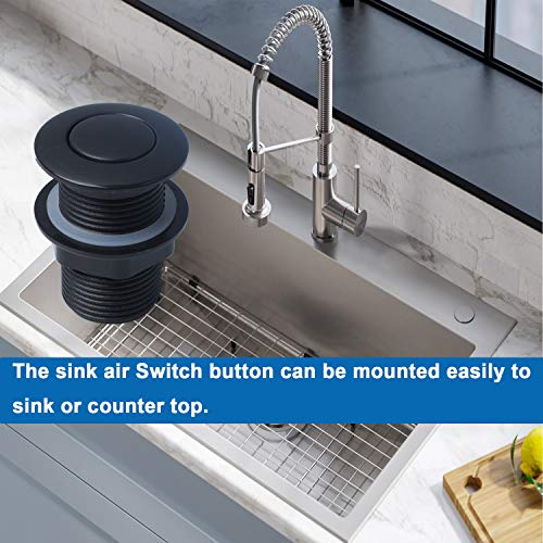 Garbage Disposal Switch Button, Sink Top Air Switch Push Button with Air Hose Replacement - Shiny Black