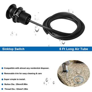 Garbage Disposal Switch Button, Sink Top Air Switch Push Button with Air Hose Replacement - Shiny Black