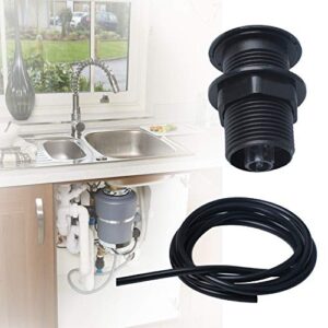 Garbage Disposal Switch Button, Sink Top Air Switch Push Button with Air Hose Replacement - Shiny Black