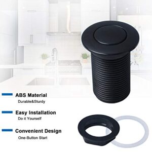 Garbage Disposal Switch Button, Sink Top Air Switch Push Button with Air Hose Replacement - Shiny Black