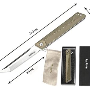 AuRiver Pocket Knife, EDC Folding Knife Everyday Carry, Sharp Satin Blade, Great for Paring, Hunting and Camping, Ideal Gifts for your Family