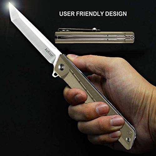 AuRiver Pocket Knife, EDC Folding Knife Everyday Carry, Sharp Satin Blade, Great for Paring, Hunting and Camping, Ideal Gifts for your Family