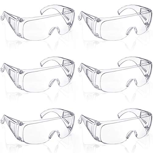 Frienda Safety Goggle Glasses Clear Safety Goggles Anti-Fog Protective Polycarbonate Eyewear with Impact Resistant Lens for Construction Laboratory Outdoor Work Eye Protection (6 Pairs)