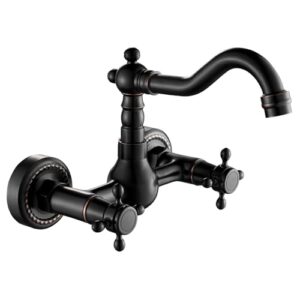 gotonovo 6 inch center oil rubbed bronze wall mount kichen sink faucet 2 double knobs handle vintage kitchen bathroom mixer tap