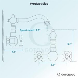 gotonovo 6 Inch Center Oil Rubbed Bronze Wall Mount Kichen Sink Faucet 2 Double Knobs Handle Vintage Kitchen Bathroom Mixer Tap