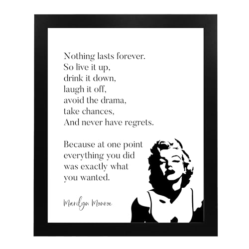 Marilyn Monroe-"Nothing Lasts Forever-So Live It Up"-Inspirational Quotes Wall Art-8 x 10" Retro Poster Print w/Silhouette Image- Ready to Frame. Home-Office-Studio Decor. Great Advice for All!