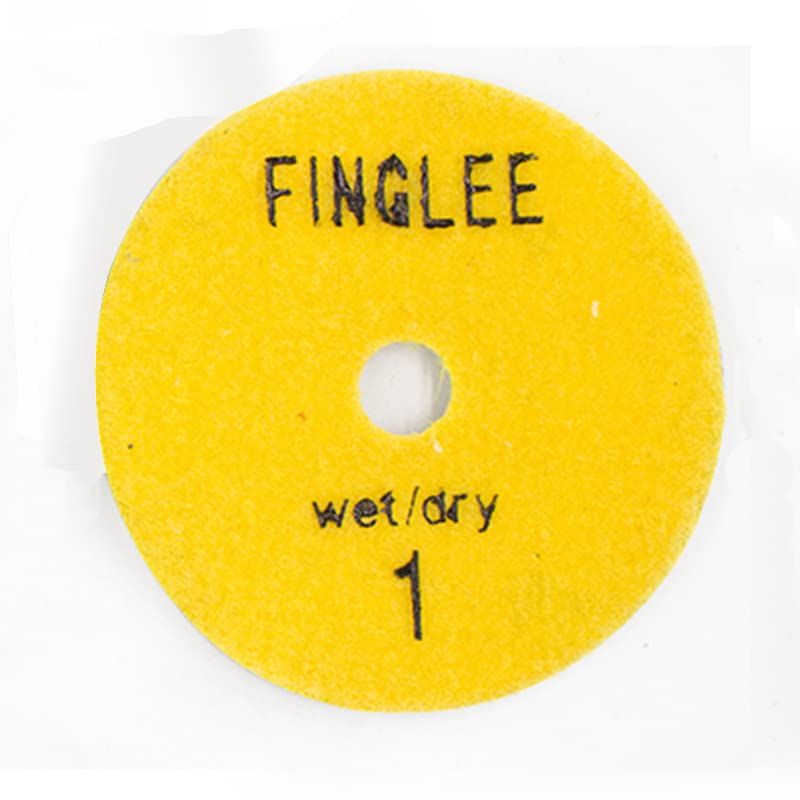 FINGLEE DT 4 inch 3 Steps Diamond Dry Polishing Pad Diamond Resin Discs for Granite Marble Quartz (5pcs Grit1)