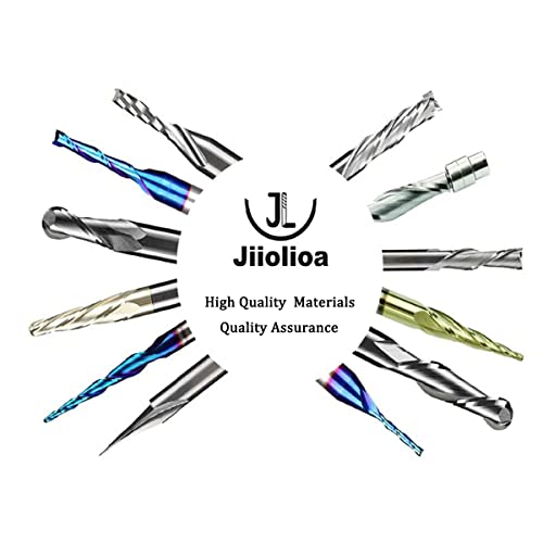 Jiiolioa ZQ2113 Spiral CNC Router Bits 1/4" Shank 3"OVL 2.4 Deg Tapered Angle Ball Nose with NACO-Blue Coating for 2D&3D Wood Carving