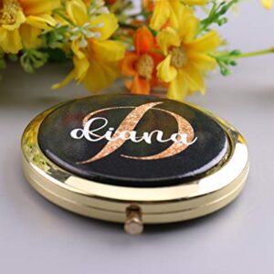 Personalized Compact Mirror for Purse Monogrammed Initial Name Gift for Her Bridesmaid Wedding Party Favors