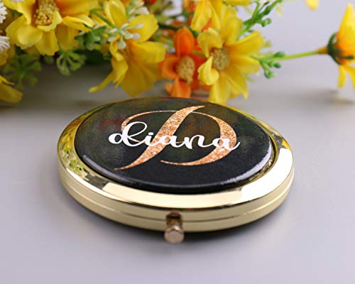 Personalized Compact Mirror for Purse Monogrammed Initial Name Gift for Her Bridesmaid Wedding Party Favors