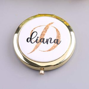 Personalized Compact Mirror for Purse Monogrammed Initial Name Gift for Her Bridesmaid Wedding Party Favors