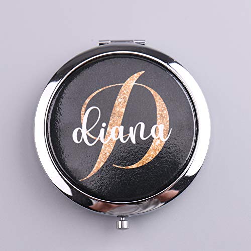 Personalized Compact Mirror for Purse Monogrammed Initial Name Gift for Her Bridesmaid Wedding Party Favors