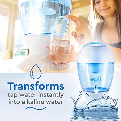 Opti Drop 3 Gallon Alkaline Water Filter Purification Machine - Countertop Dispenser Naturally Enhances Alkalinity Up to pH-9.0 | Removes Up to 99.99% of Harmful Contaminants and Free Radicals