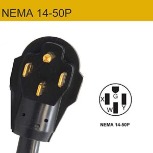 iMeshbean® Welder Extension Power Cord 25/50 FT 220 Volt 50 Amp 8/3 NEMA 6-50P for MIG TIG Plasma Welding Heavy Duty (Welder Adapter 14-50P 50A 4-Prong Plug to 6-50R with Handle)