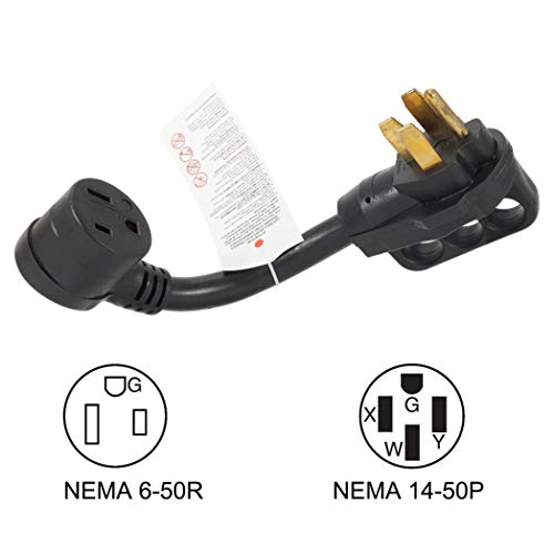 iMeshbean® Welder Extension Power Cord 25/50 FT 220 Volt 50 Amp 8/3 NEMA 6-50P for MIG TIG Plasma Welding Heavy Duty (Welder Adapter 14-50P 50A 4-Prong Plug to 6-50R with Handle)