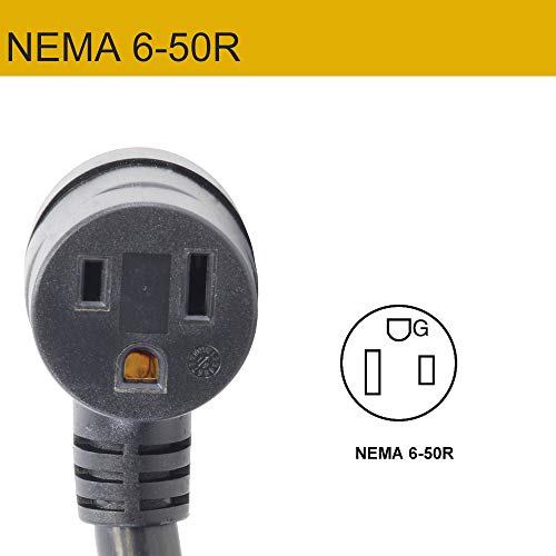 iMeshbean® Welder Extension Power Cord 25/50 FT 220 Volt 50 Amp 8/3 NEMA 6-50P for MIG TIG Plasma Welding Heavy Duty (Welder Adapter 14-50P 50A 4-Prong Plug to 6-50R with Handle)