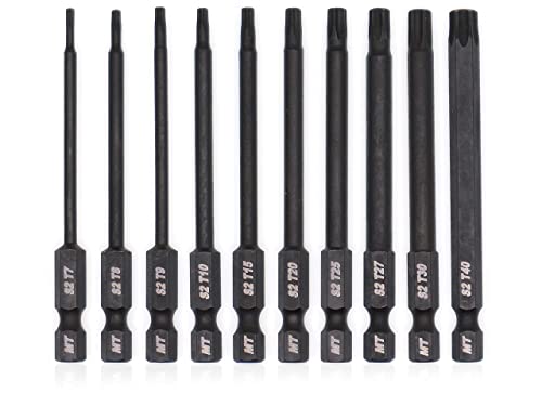 10-Piece Impact Rated 3" Security Torx Bit Set | Temper Proof, Advanced Heat Treatment, Magnetized (S2 Steel w/MnPO COATING, 3")