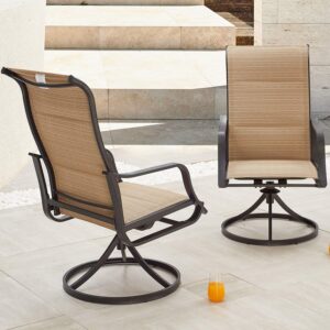 Top Space Patio Dining Chairs Textilene High Back Outdoor Swivel Rocker Set with All Weather Frame (Beige,Set of 2)