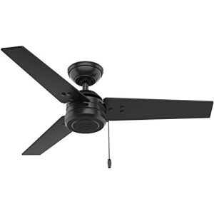 hunter 50260 cassius outdoor ceiling fan with pull chain, 44", matte black finish