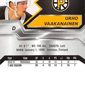 2019-20 UD AHL Hockey #81 Urho Vaakanainen Providence Bruins Official American Hockey League Trading Card by Upper Deck