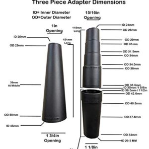 Dust Collection Cone Reducer 4-Inch to 2 1/2-Inch plus 5 Vacuum Hose Adapters Fits 1 1/16 to 1 3/4 inches Includes Shop Vac Adapter 2 1/2 to 1 1/4 inch and 1 Rubber Reducer