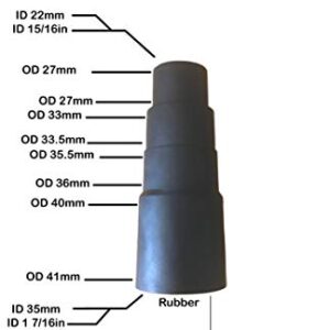 Dust Collection Cone Reducer 4-Inch to 2 1/2-Inch plus 5 Vacuum Hose Adapters Fits 1 1/16 to 1 3/4 inches Includes Shop Vac Adapter 2 1/2 to 1 1/4 inch and 1 Rubber Reducer