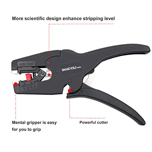 Yangoutool Automatic Wire Stripper and Cutter 2 in 1 Auto Distance Positioning Stripping Tool for Electrician Unversal Handheld Electric Wiring Quick Cable Cutter AWG 7-32 0.25-0.75 Inches