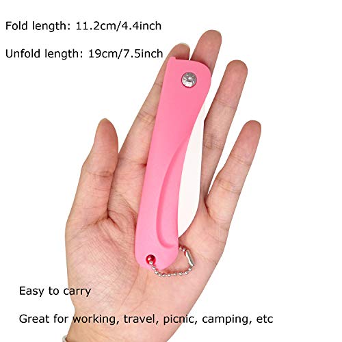 Honbay 2PCS Ceramic Folding Knife Handy Fruit Knife for Home, Travel, Picnic, Camping, etc (Pink+Green)