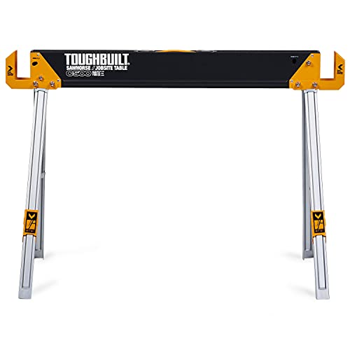 ToughBuilt - Sawhorses with 2x4 Support Arms 1100 LB Capacity - Heavy Duty Construction with Fast Open Legs and Easy Grip Handle - (TB-C500) - 2-Pack