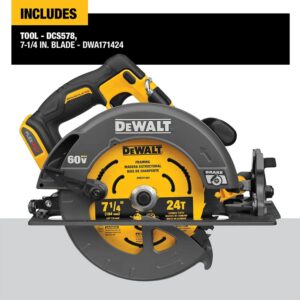 DEWALT FLEXVOLT 60V MAX* Circular Saw with Brake, 7-1/4-Inch, Tool Only (DCS578B)