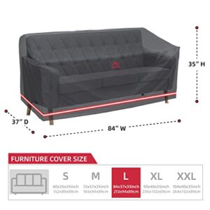 Turtle Life Patio Sofa Cover, Outdoor Heavy Duty Durable UV Water Resistant Anti-Fading Loveseat Cover with 2 Upgrade Air Vents and 2 Buckles, Black, 84" W x 37" D x 35" H