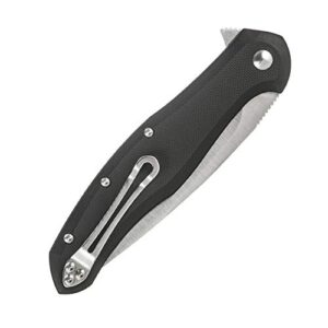 Steel Will Knives Intrigue F45-31: 3.6" M390 Drop Point Satin Folding Blade, Liner Lock, Black G10 Handle, Red Alu Standoffs