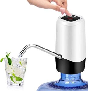 water bottle pump, yomym water bottle dispenser usb charging portable electric water pump for 5 gallon bottle white