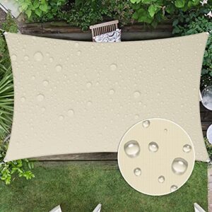 windscreen4less 12'x12' waterproof sun shade sail rectangle shade canopy cover uv block for backyard patio deck balcony pergola garden (beige)